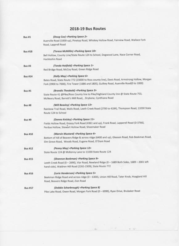 Bus Route List Western Local School District